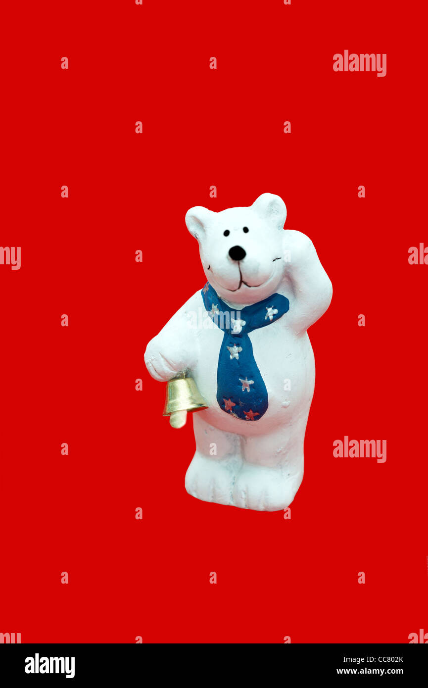 Christmas decorative ornament of a polar bear ringing a bell for the ...