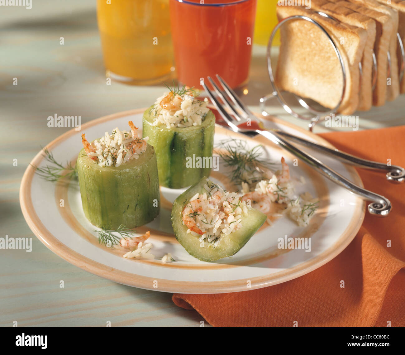 Steamed cucumber with crabmeat filling Stock Photo - Alamy