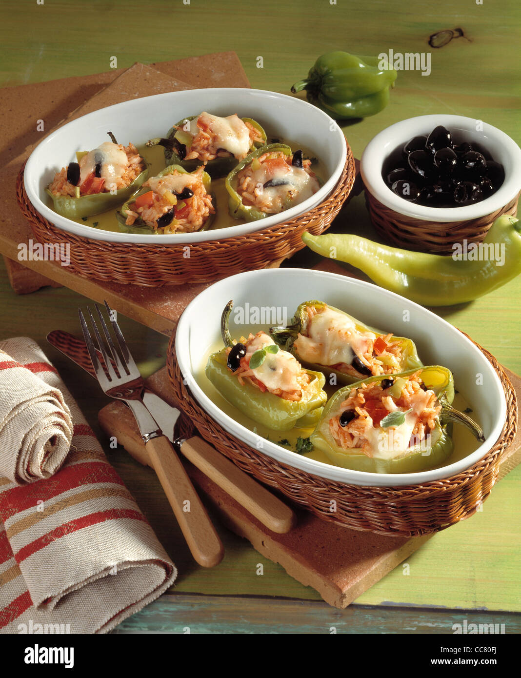 Turkish sweet pepper filled with tomato rice Stock Photo - Alamy