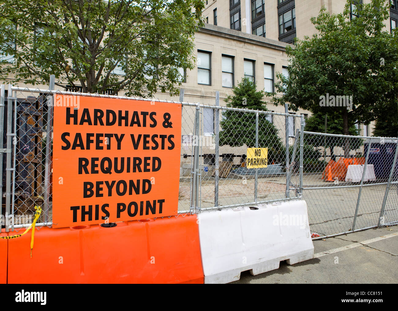 Construction area entrance safety sign Stock Photo - Alamy