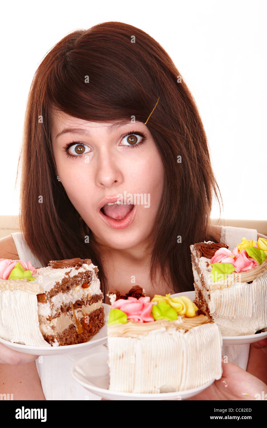 Beautiful girl eating piece cake hi-res stock photography and images ...