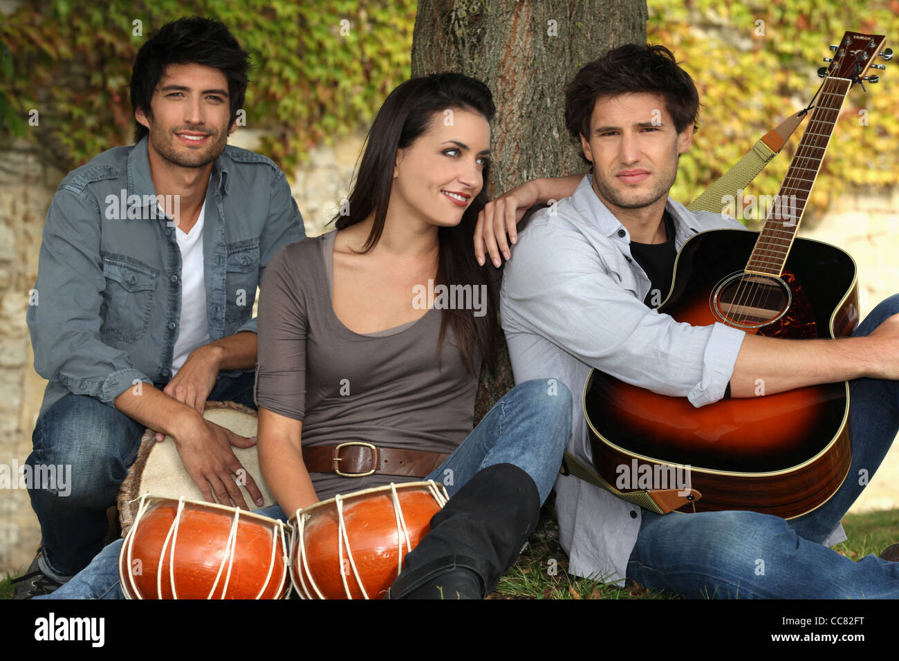portrait of 3 musicians Stock Photo - Alamy