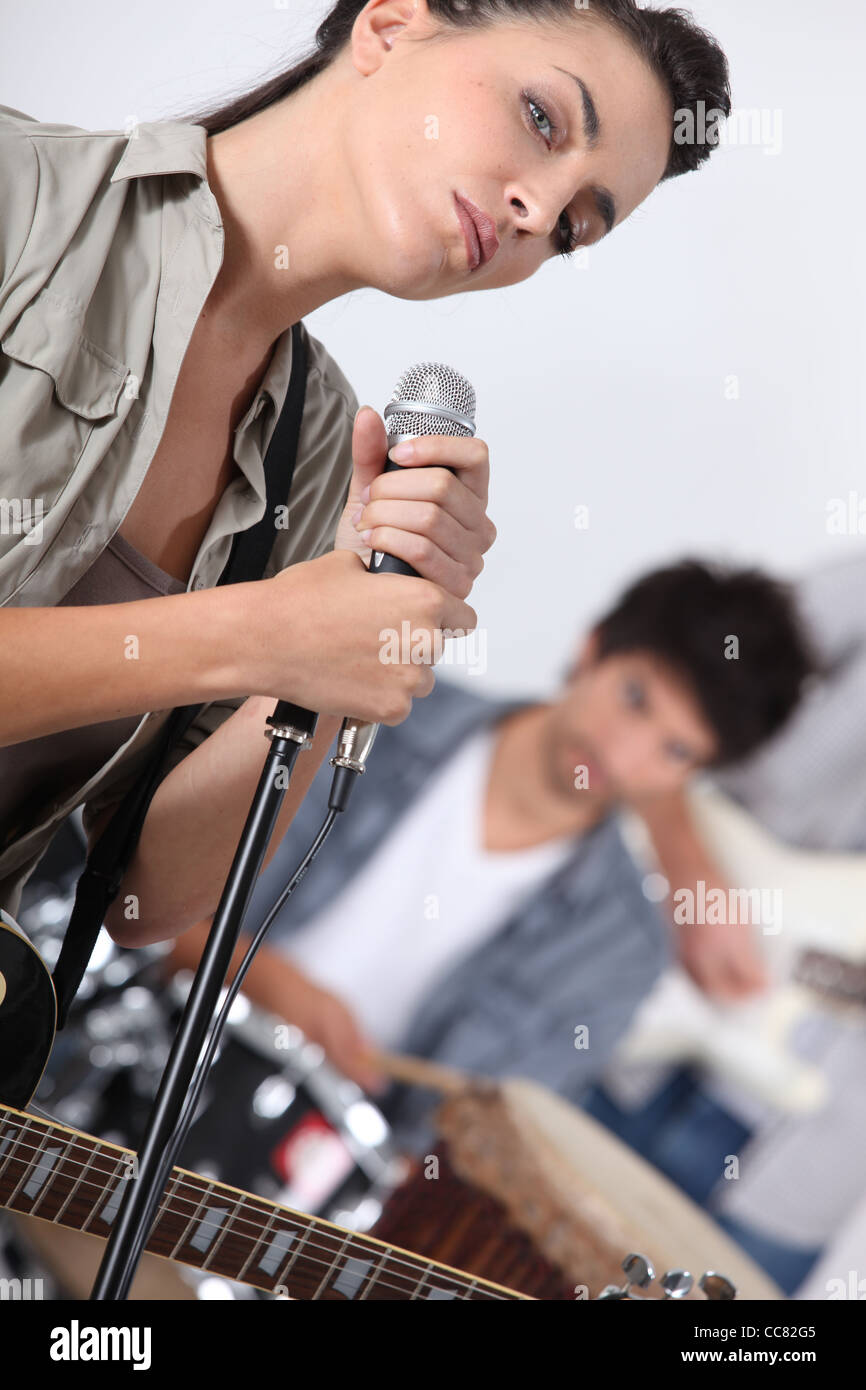Singer in a rock band Stock Photo - Alamy