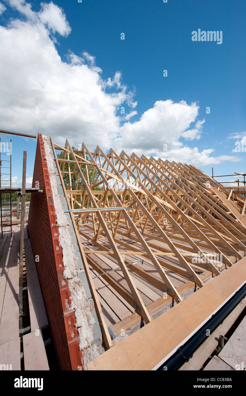 Brand new wooden roof timbers hi-res stock photography and images - Alamy