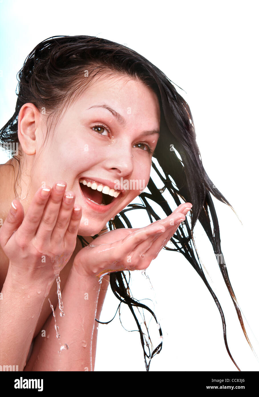 Beautiful young woman take shower Stock Photo - Alamy