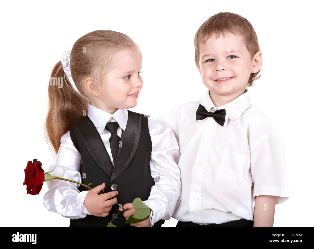 Children in business suit with rose Stock Photo - Alamy