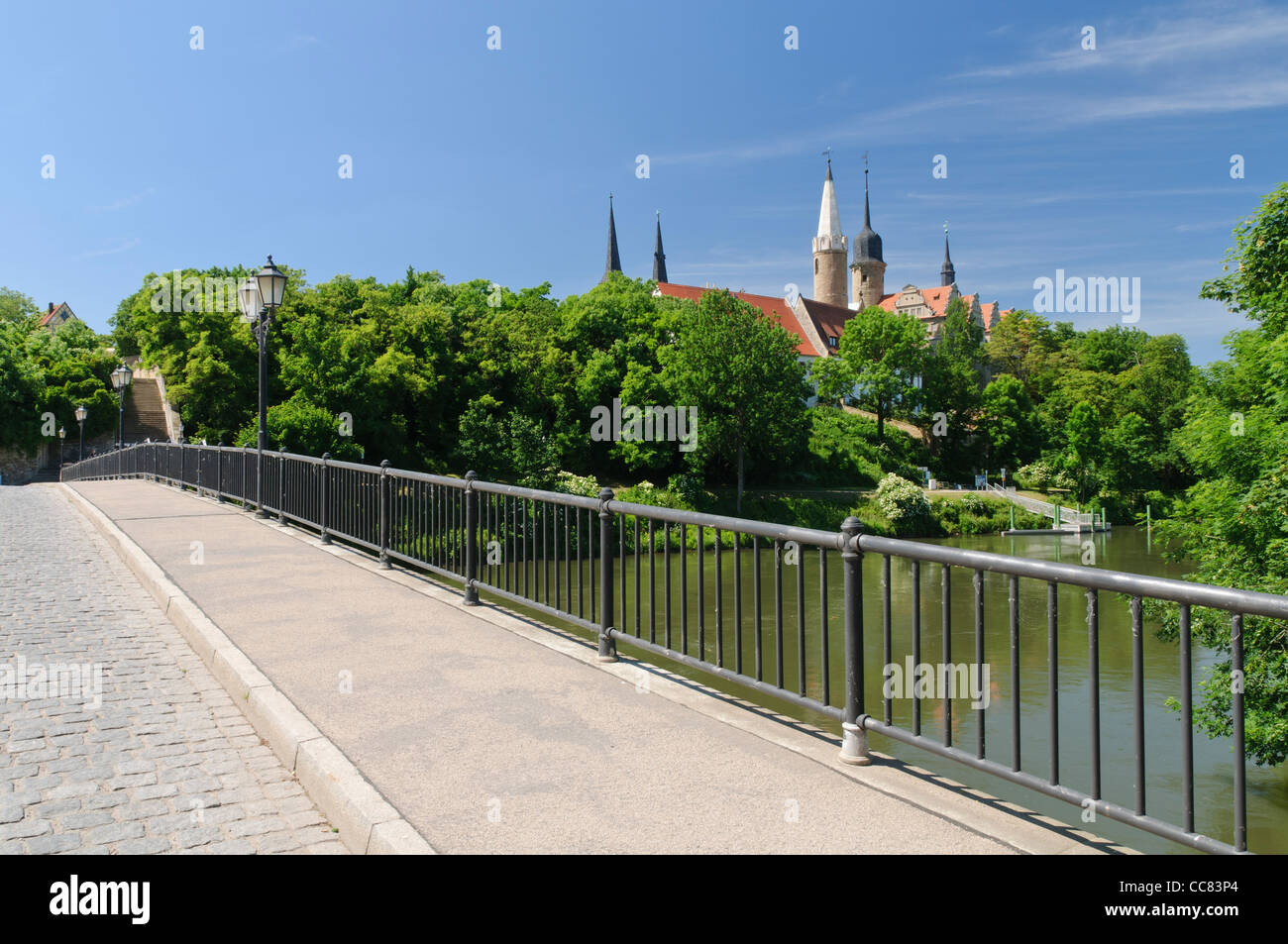 Cathedral district above Saale river with cathedral and castle ...