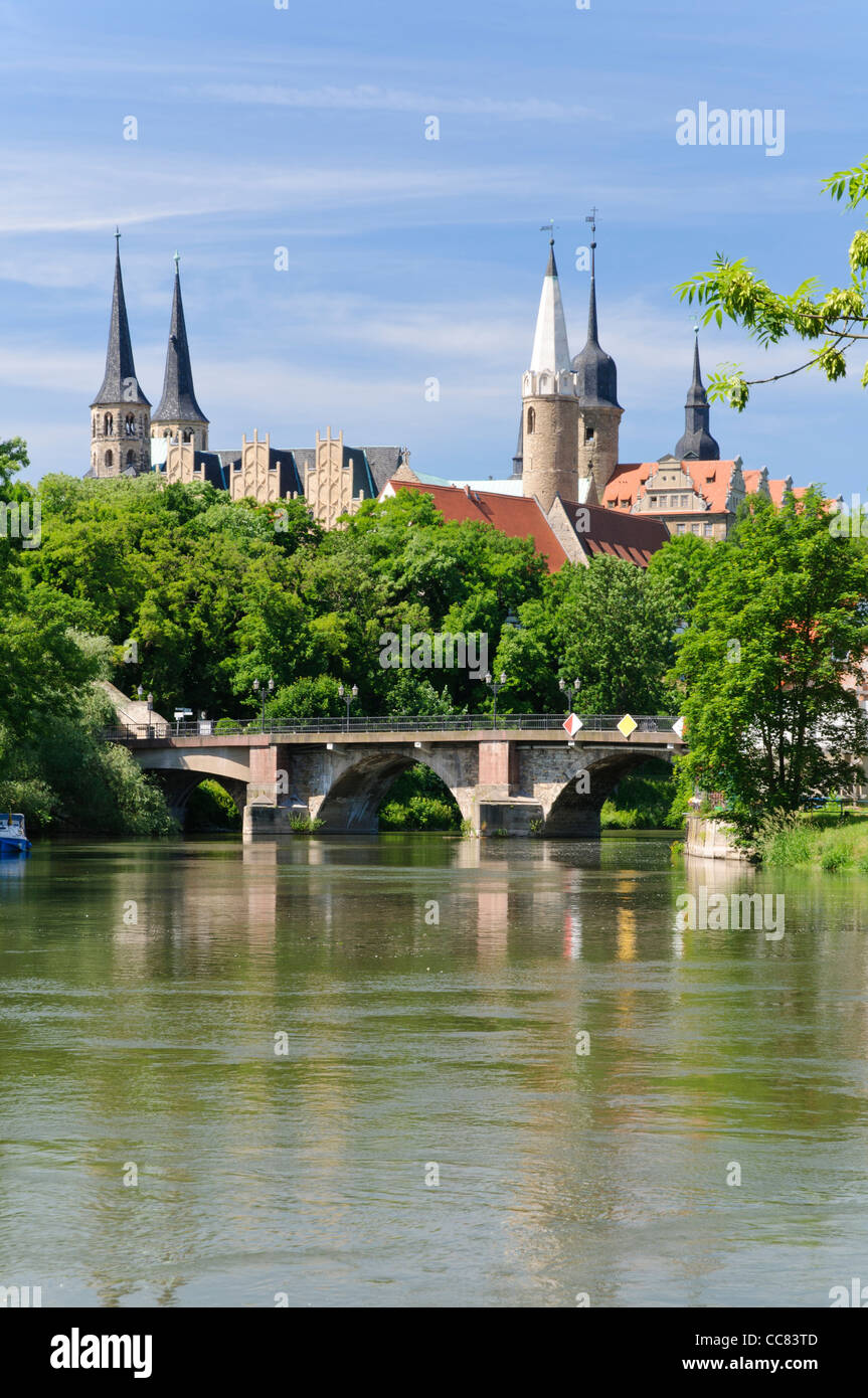 Cathedral district above Saale river with cathedral and castle ...