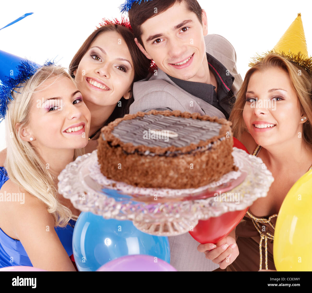 Group people holding cake Stock Photo - Alamy