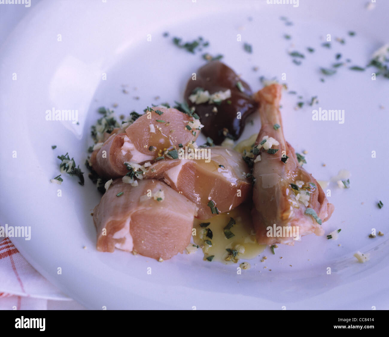 Braised rabbit Step 1: put meat into marinade Stock Photo - Alamy