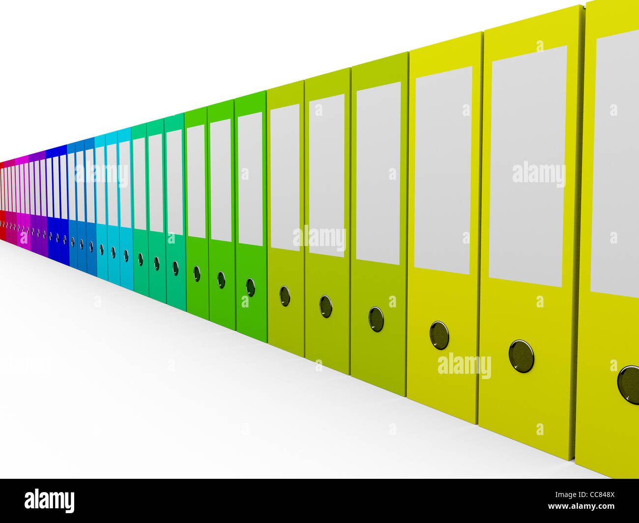colorful office file folders over white background Stock Photo - Alamy
