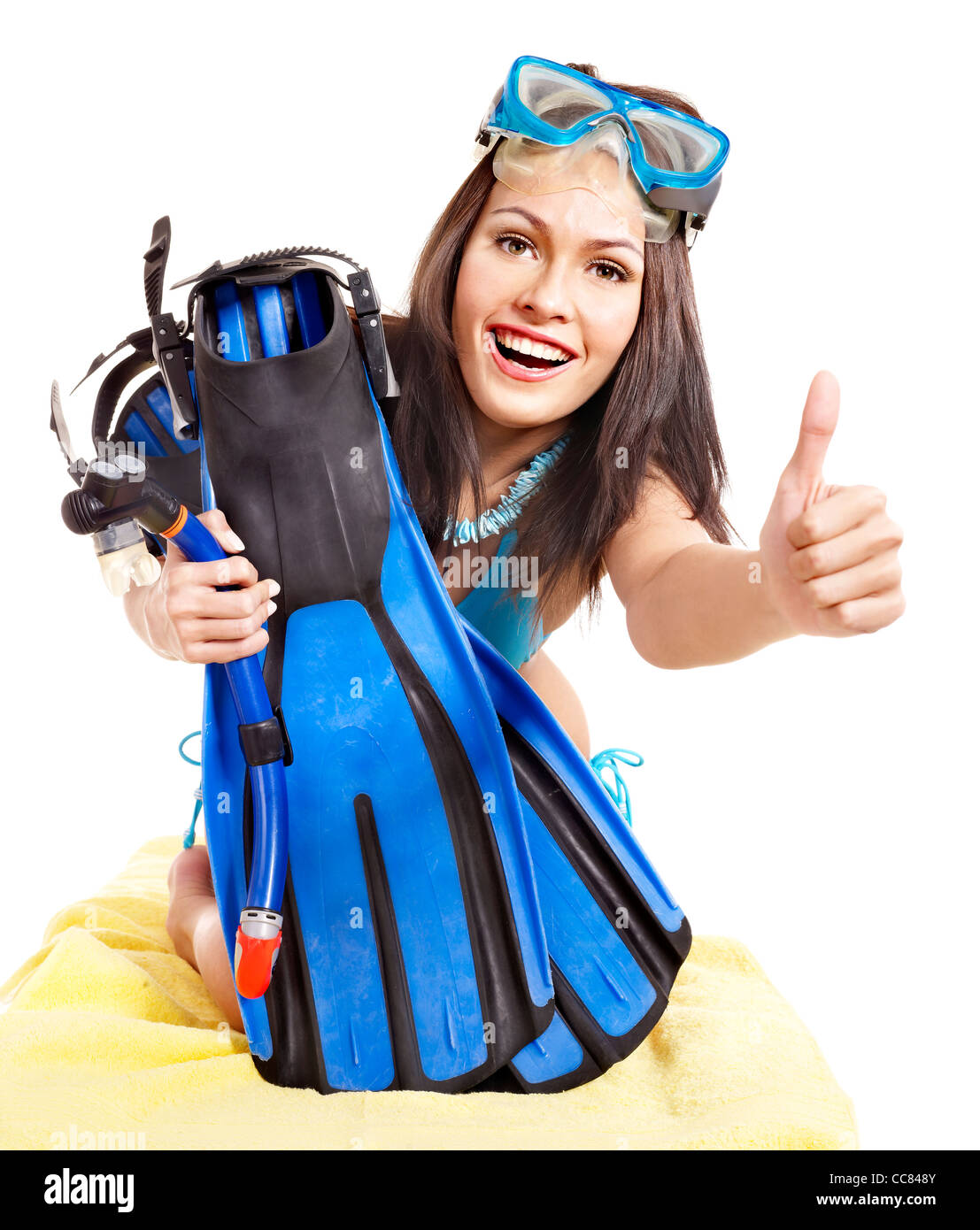 Diving mask holiday woman smile hi-res stock photography and images - Alamy