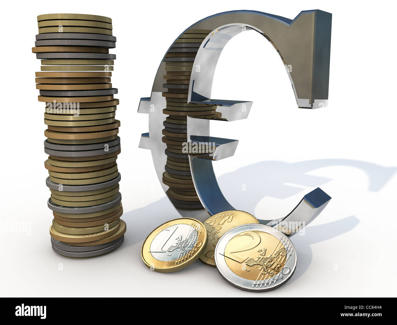 Euro Sign with differnt Euro Coins Stock Photo - Alamy