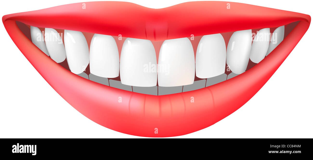 Beautiful smiling mouth with beautiful healthy teeth isolated on white ...