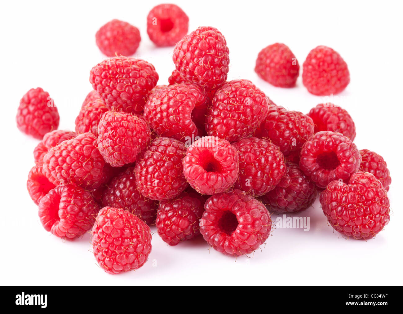 Ripe raspberries isolated on a white background Stock Photo - Alamy