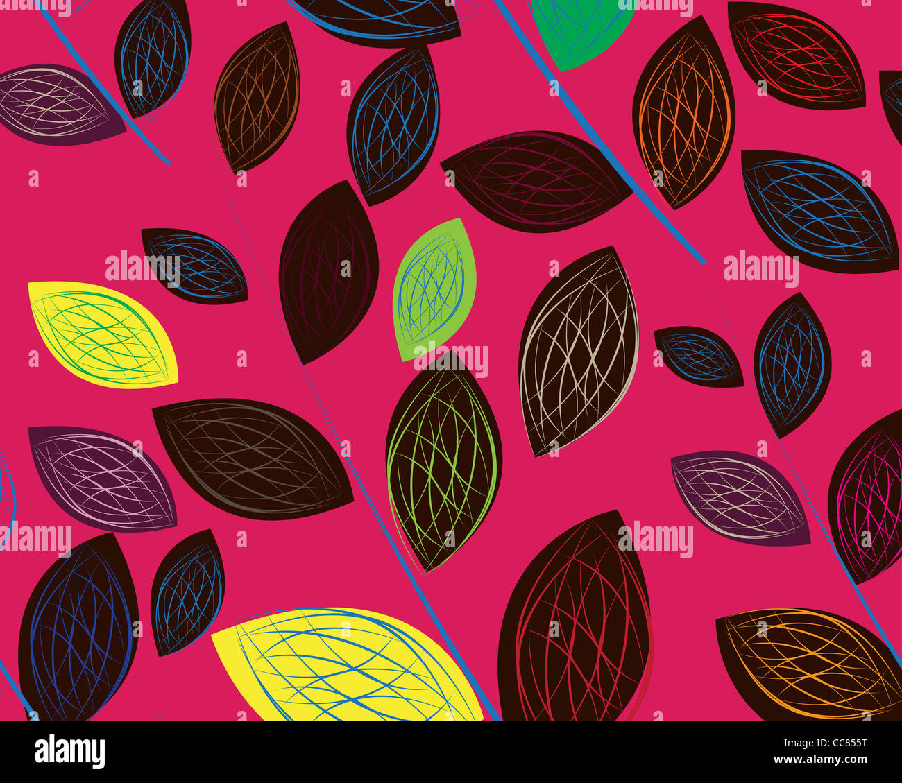 simple art of seamless colored leaf pattern Stock Photo - Alamy
