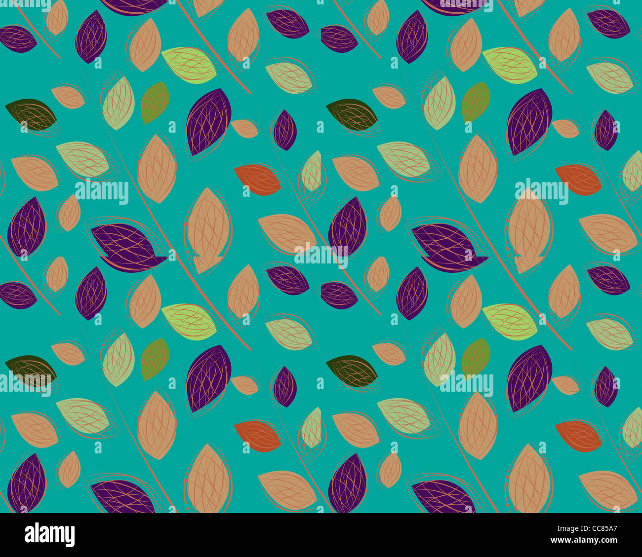 simple art of seamless colored leaf pattern Stock Photo - Alamy
