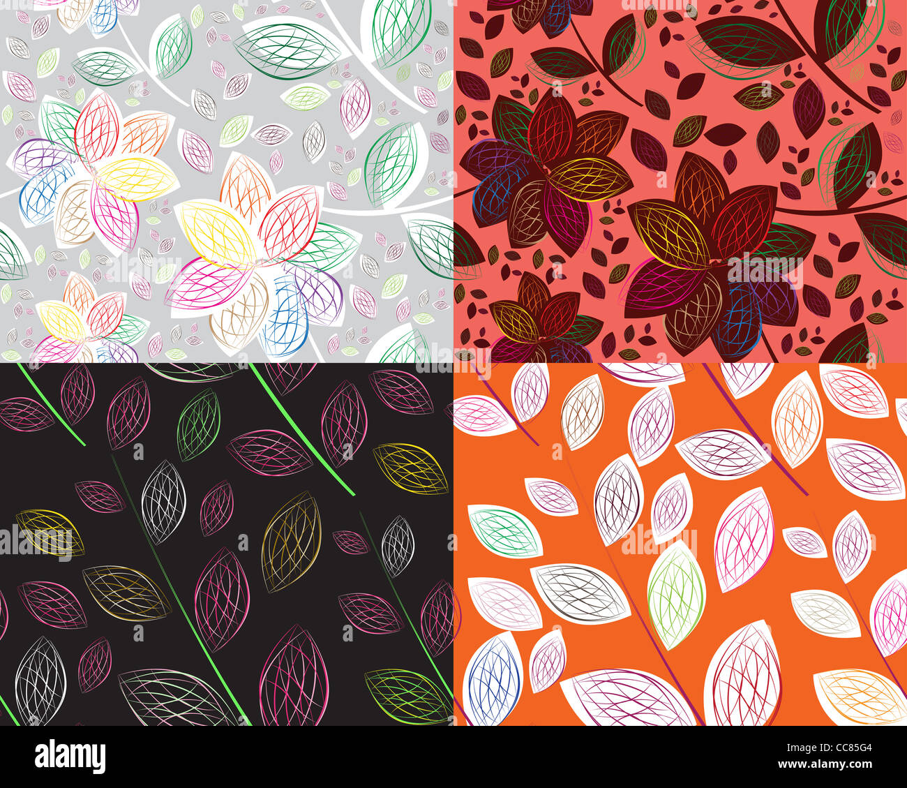 simple art of seamless colored leaf pattern Stock Photo - Alamy