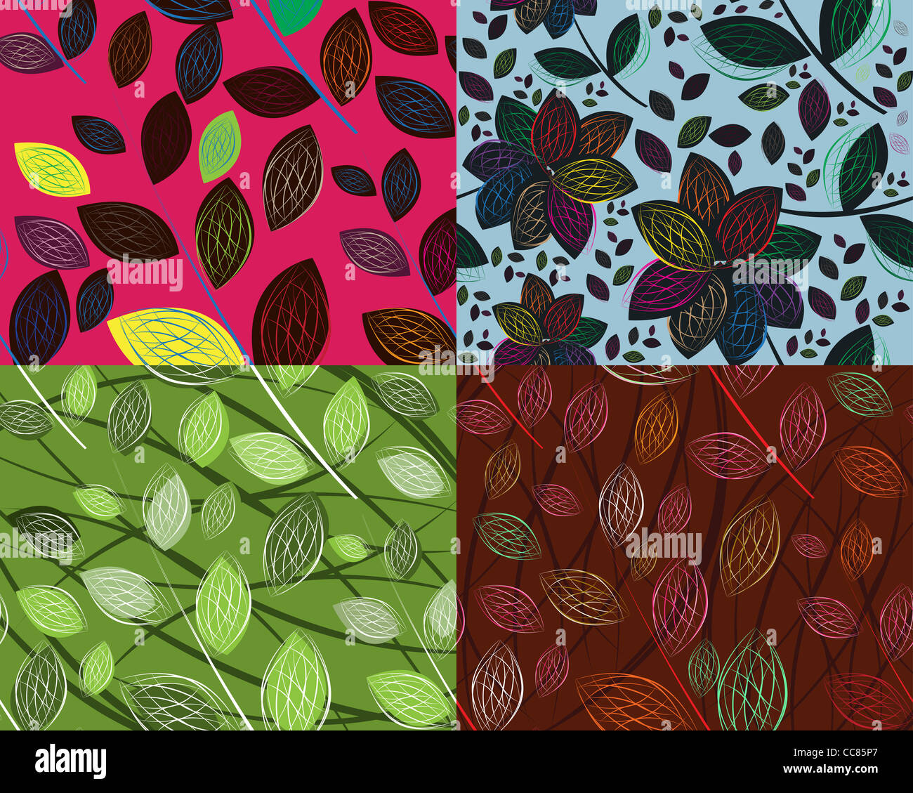 simple art of seamless colored leaf pattern Stock Photo - Alamy