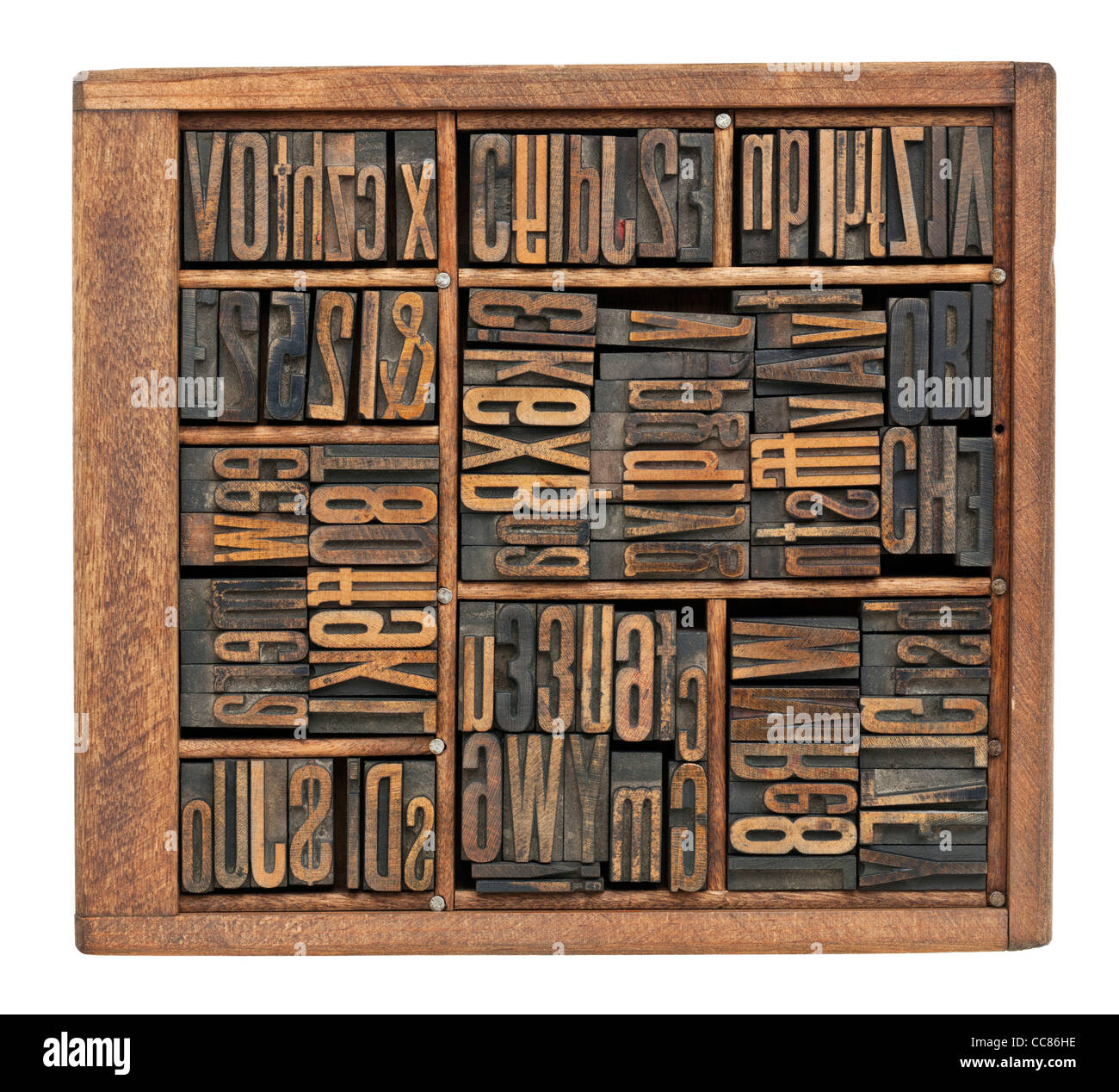 vintage wood letterpress printing blocks abstract with variety of ...