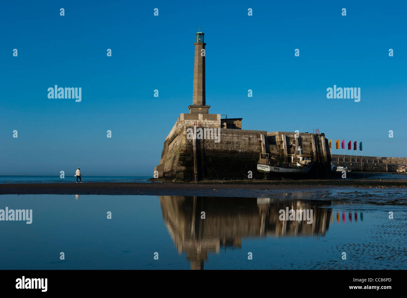 Reflected view of Margate Harbour Arm. Isle of Thanet. Kent. England ...