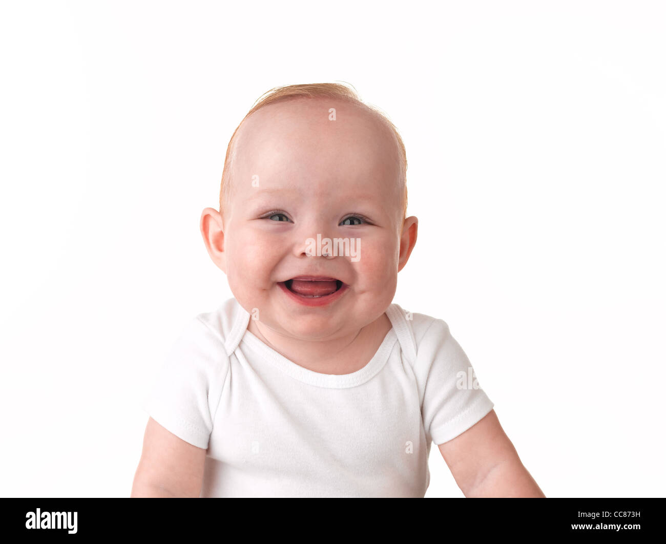 Happy baby girl on a white background Stock Photo - Alamy