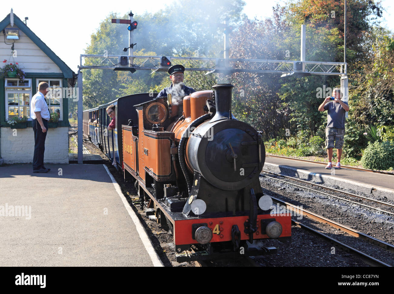 The Romney, Hythe & Dymchurch Railway in the station at Hythe, near ...