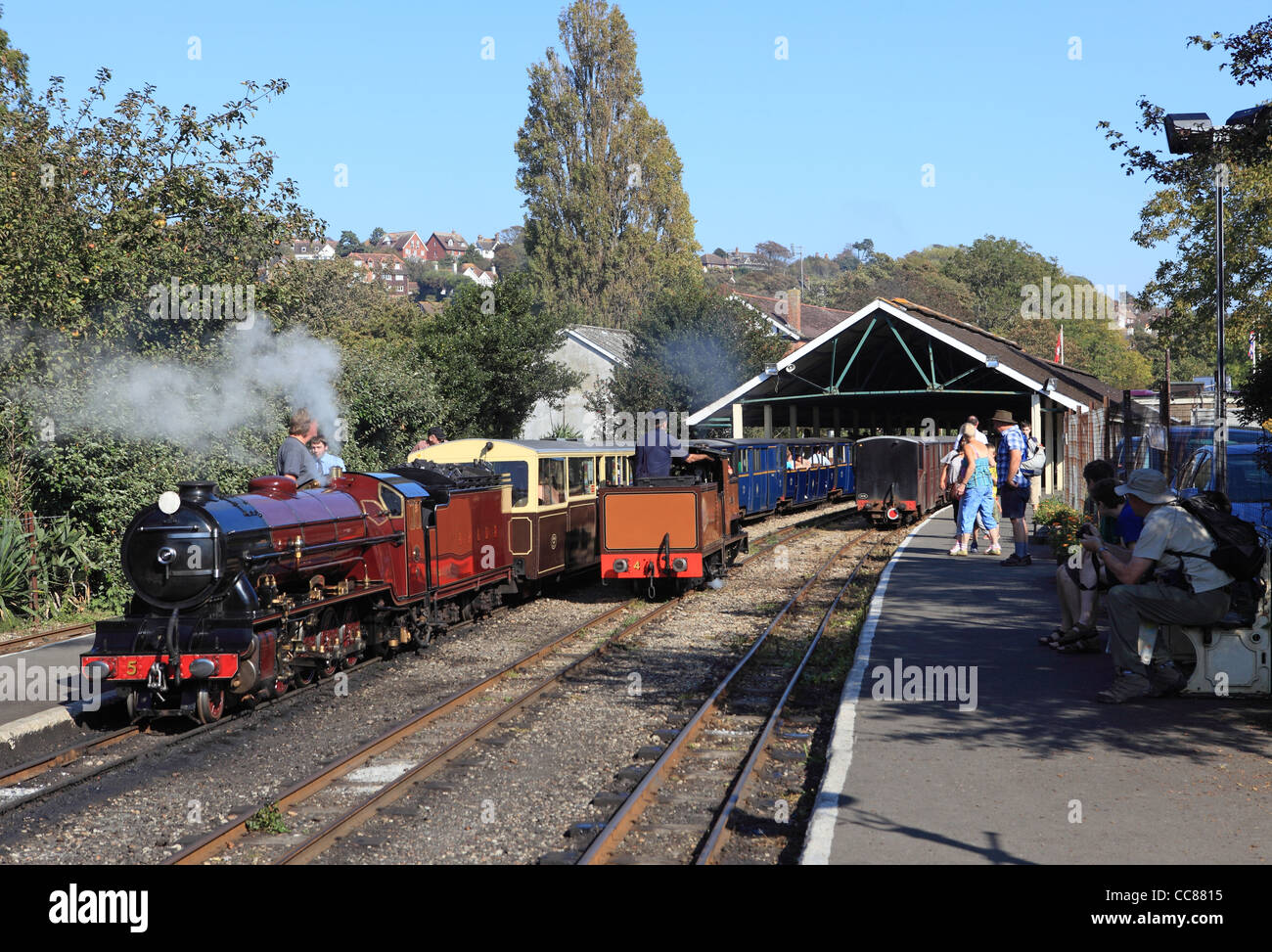The Romney, Hythe & Dymchurch Railway in the station at Hythe, near ...