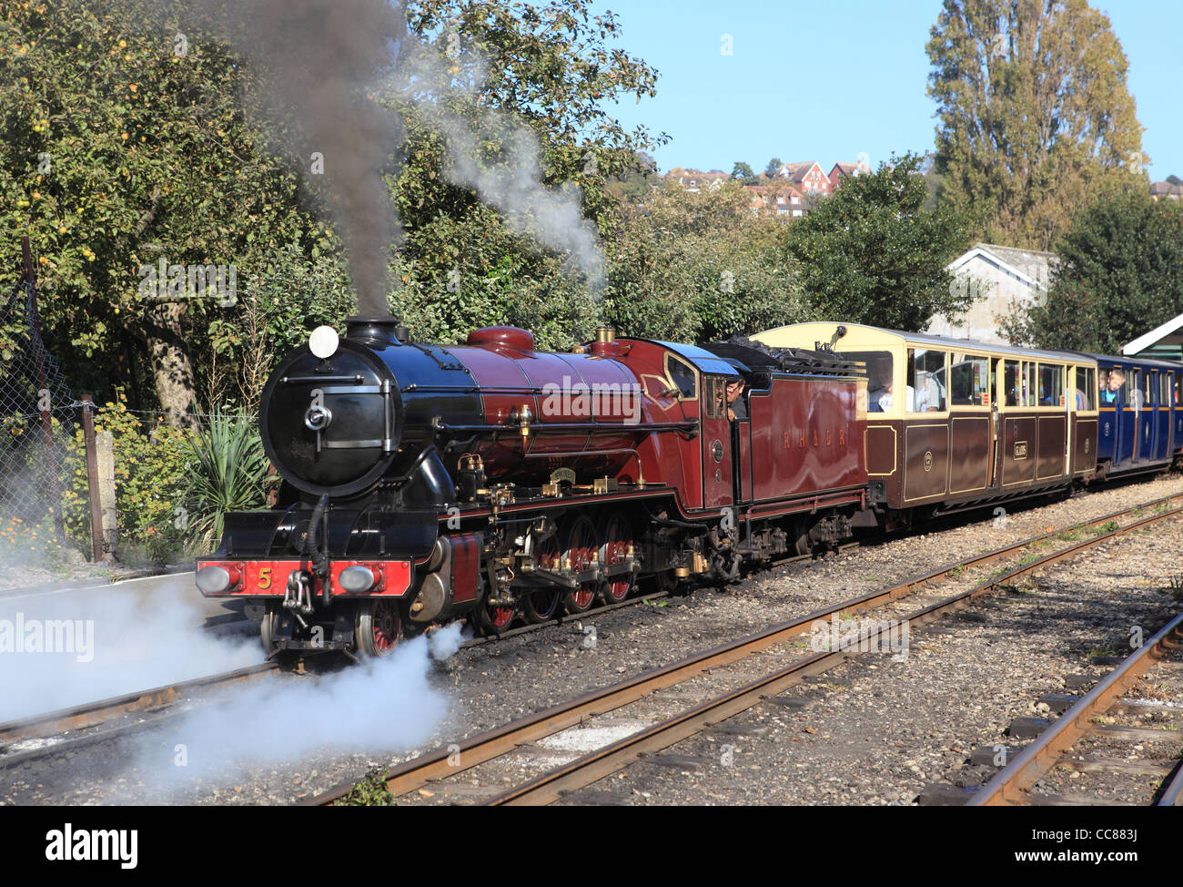 The Romney, Hythe & Dymchurch Railway in the station at Hythe, near ...
