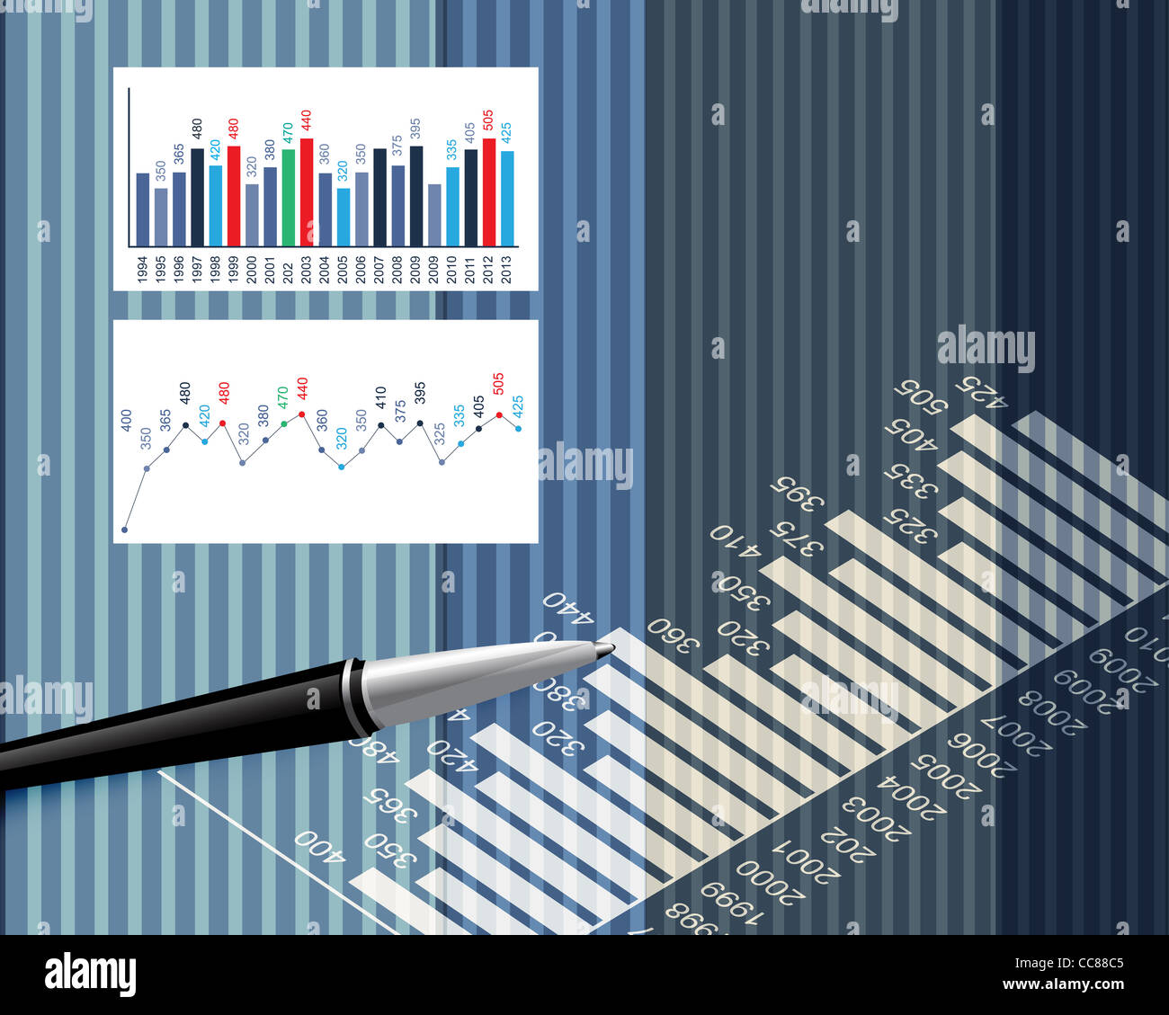 Business backgrounds graphs and stationary pen Stock Photo - Alamy