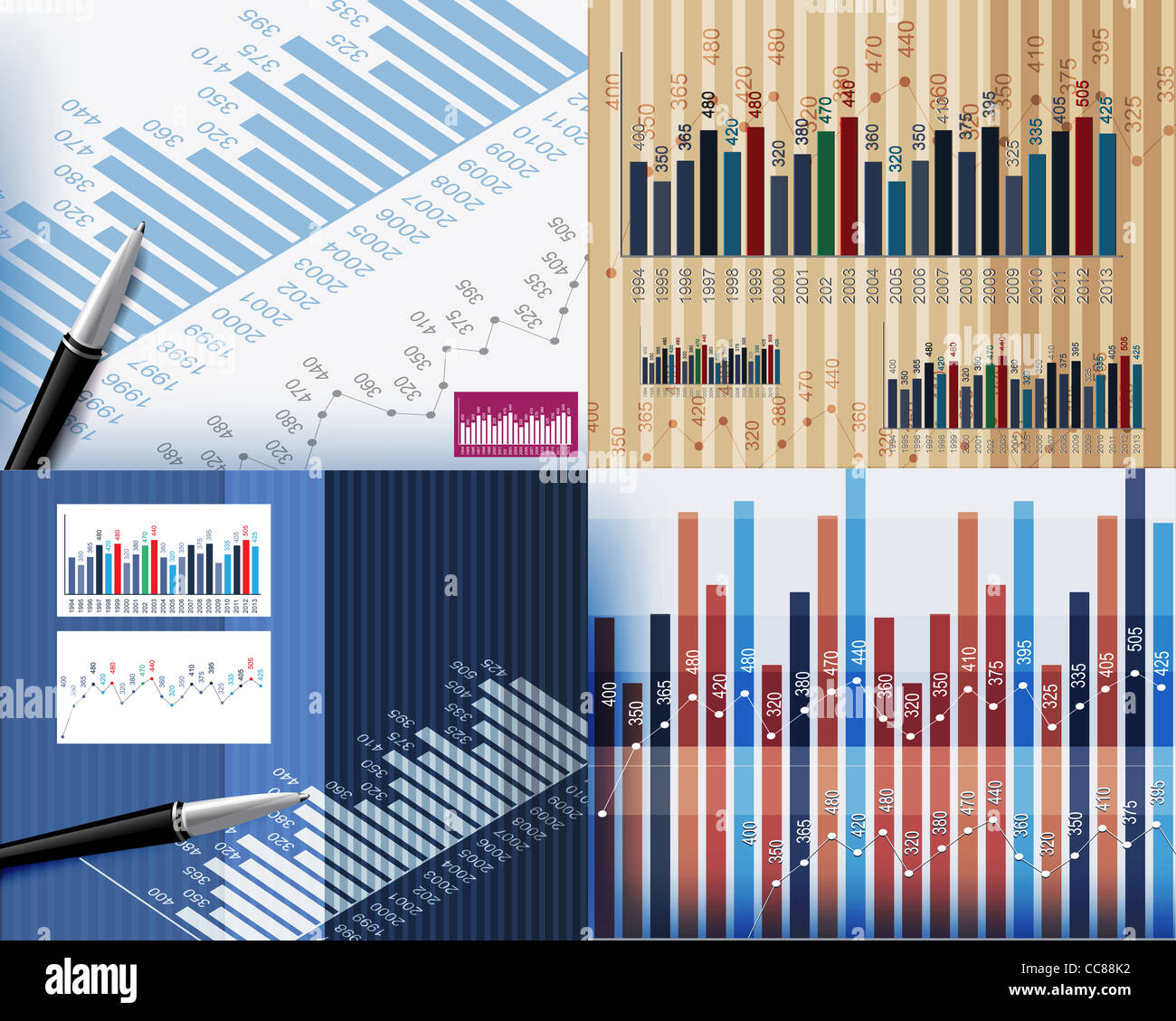 Business backgrounds graphs and stationary pen Stock Photo - Alamy