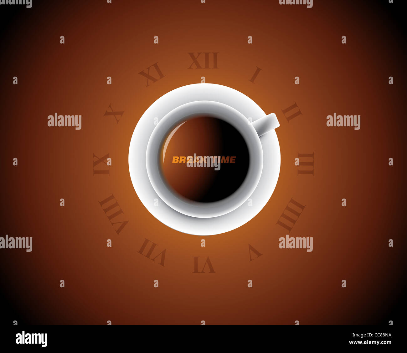Cup of Coffee like a clock, Break time Stock Photo - Alamy