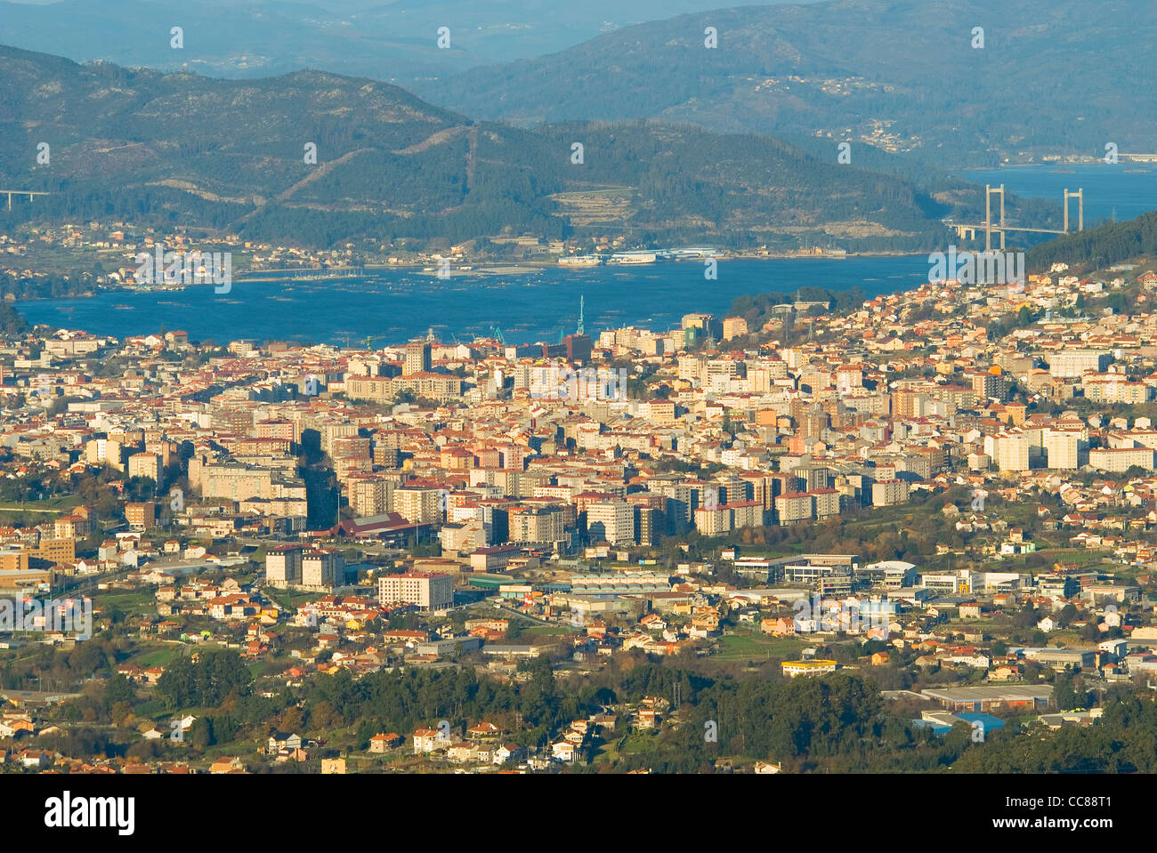 Cityscape of Vigo from the Mount Alba. Vigo, Galicia, Spain Stock Photo ...