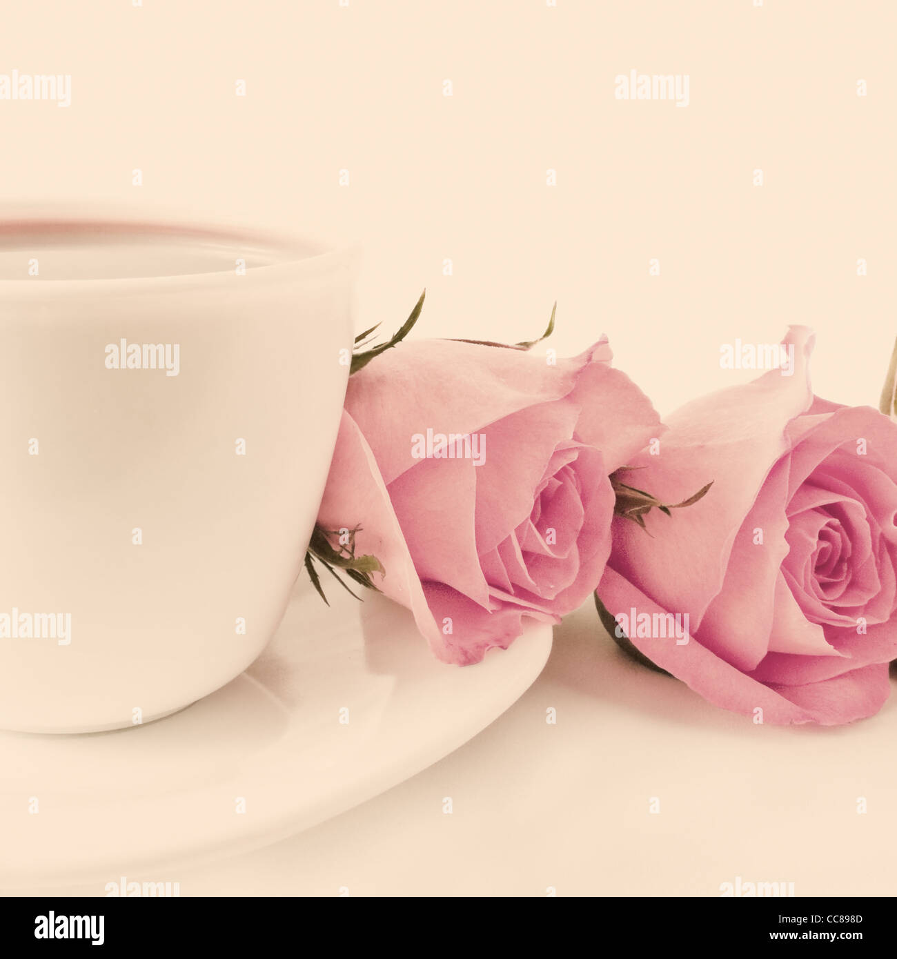 Coffee and Roses Stock Photo - Alamy