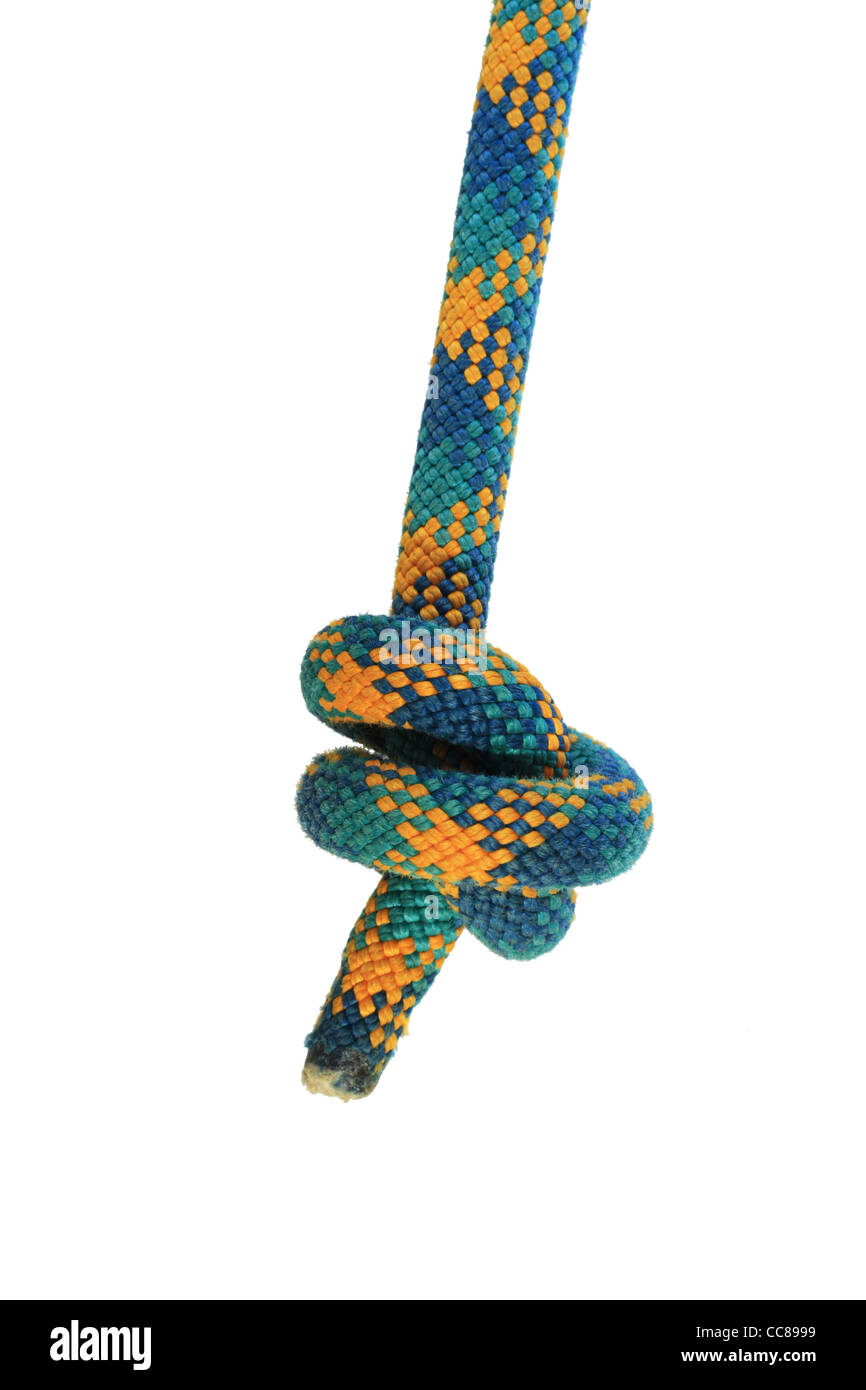 stopper knot in green climbing rope isolated on white Stock Photo - Alamy