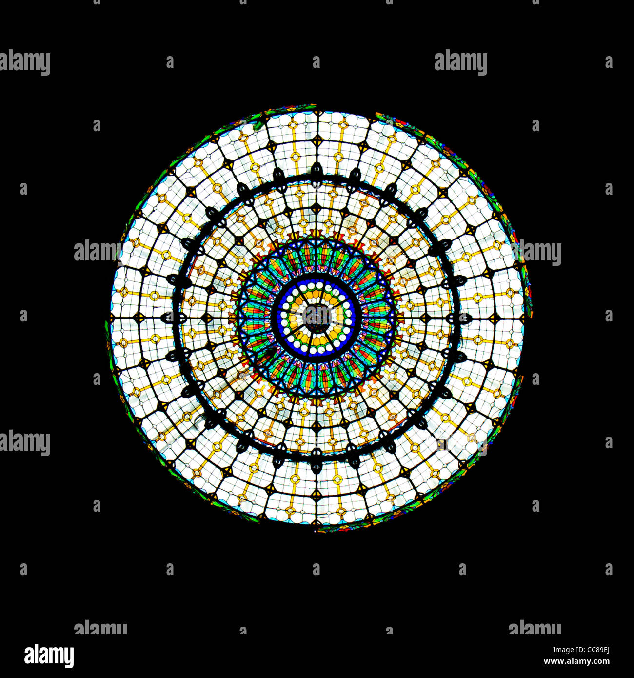 A colourful round stained glass window Stock Photo - Alamy