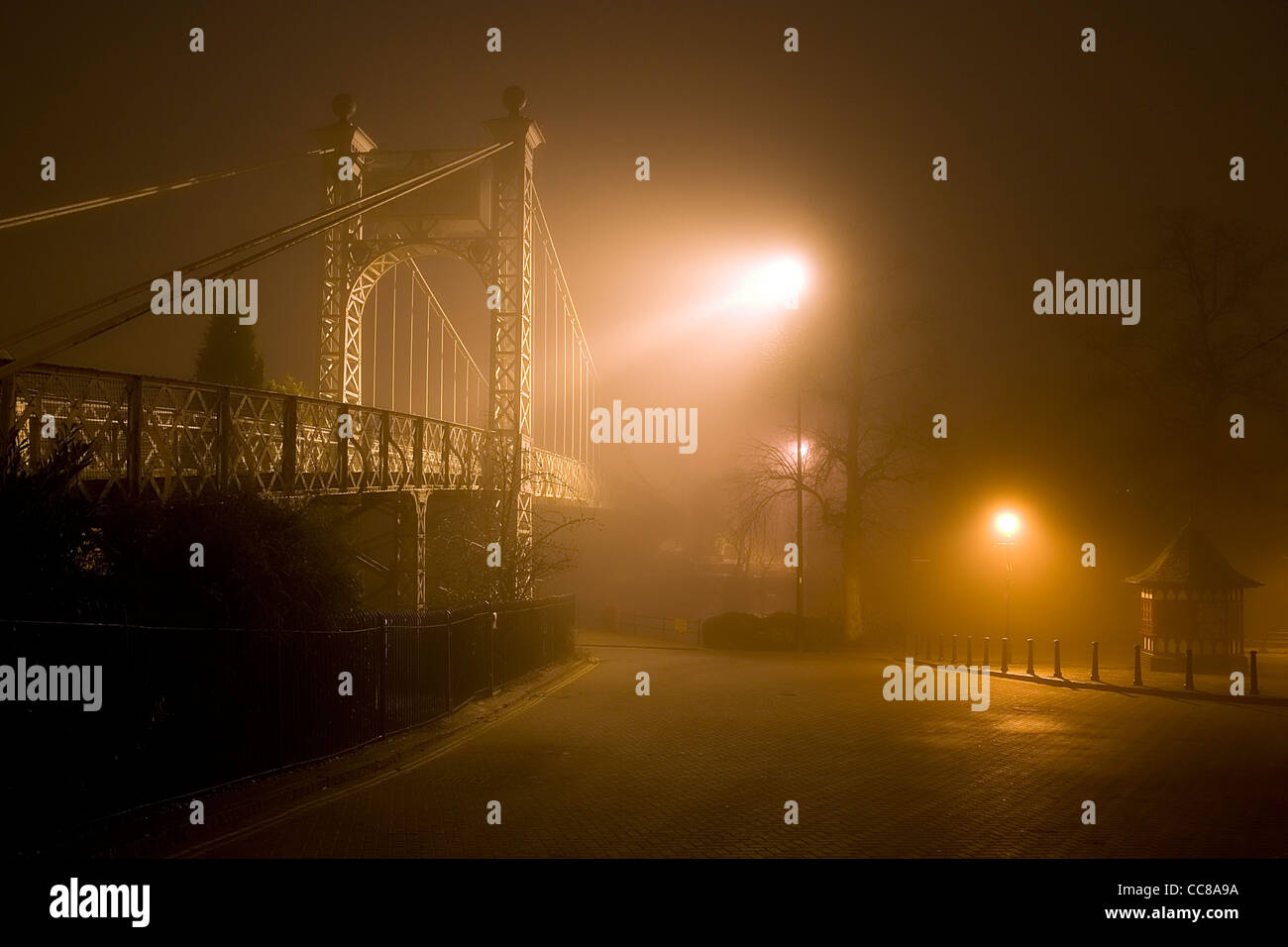 Queens Park footbridge in Chester crossing the River Dee Stock Photo ...