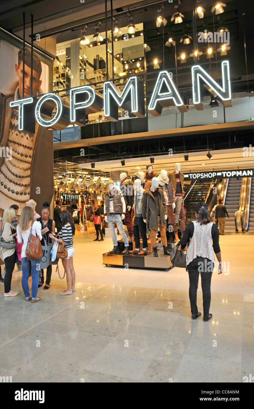 Wide walk in entrance to Topman store in the indoor shopping malls at ...