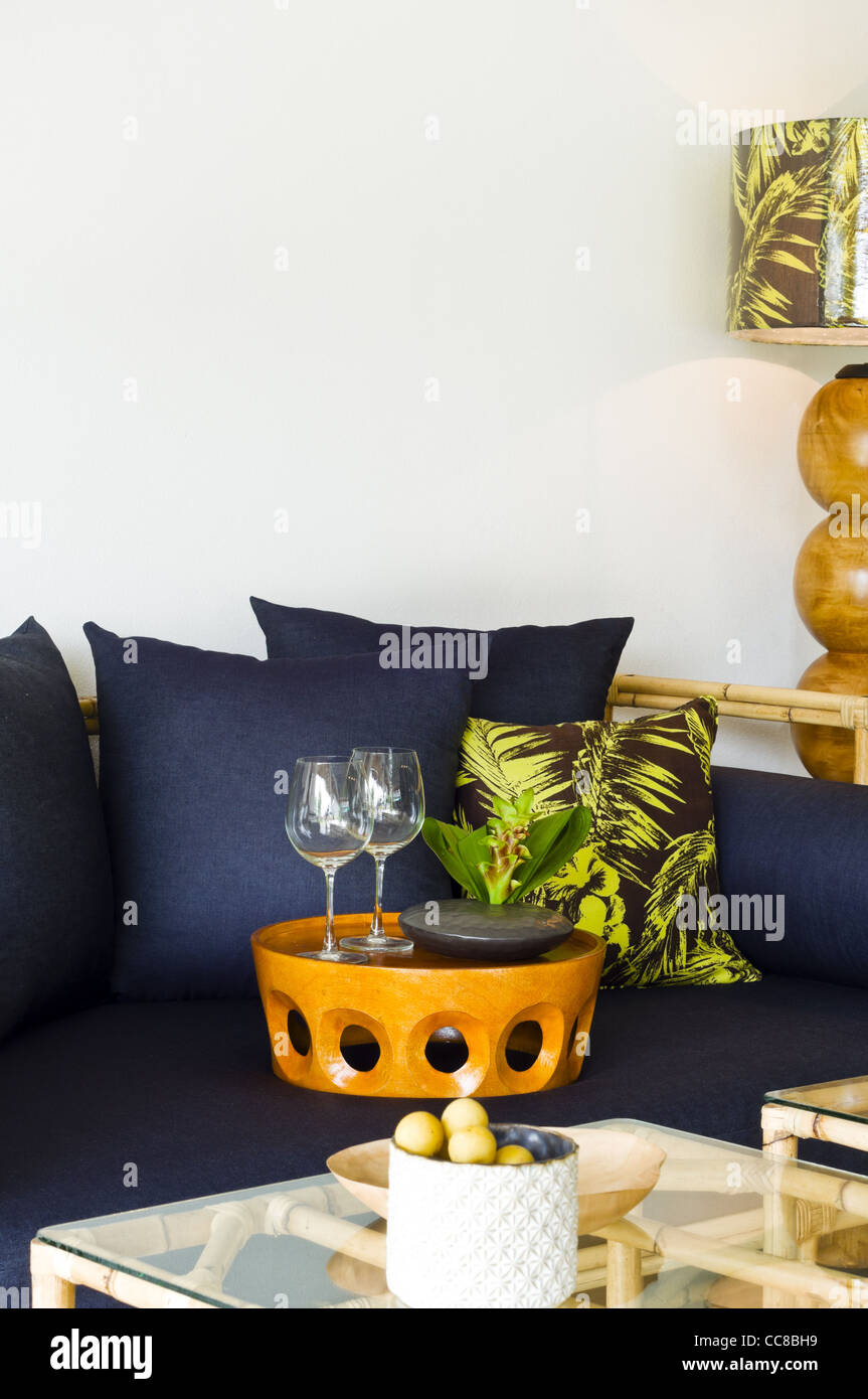 Contemporary sofa seating area beautiful interior design Stock Photo ...