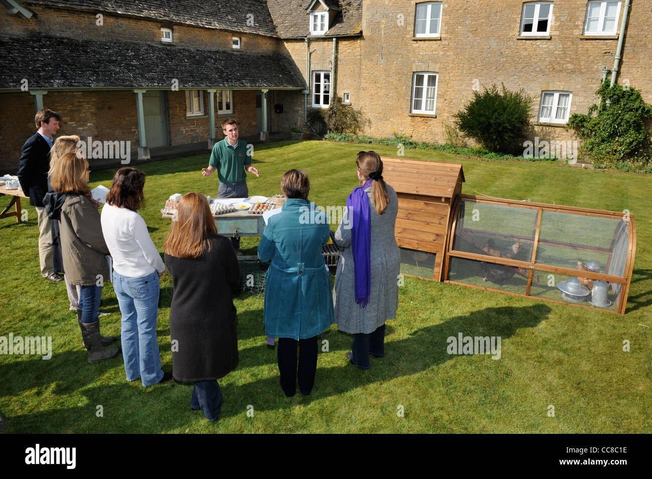 A poultryman gives a presentation on keeping chickens during a ...