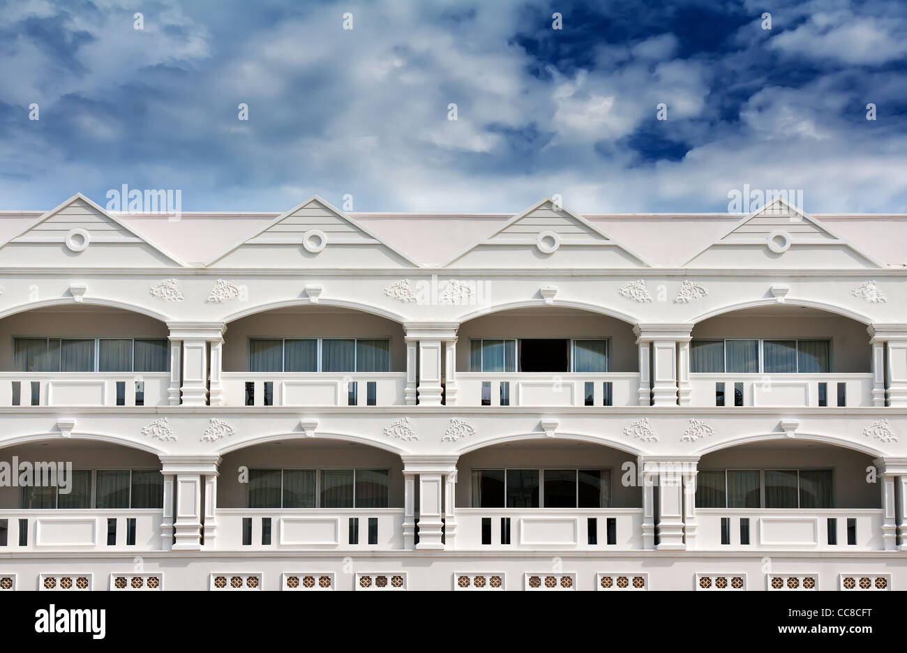 hotel in colonial style architecture in the sky Stock Photo - Alamy