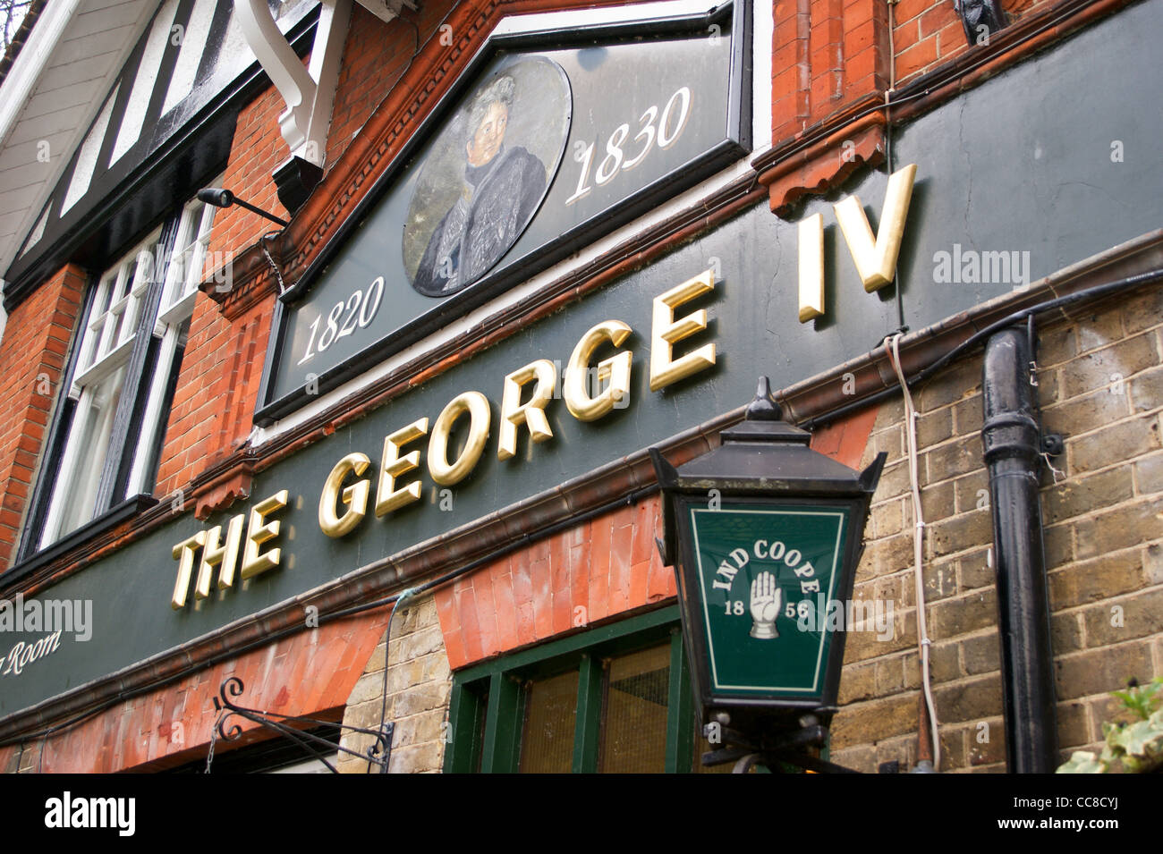 Sign of King George IV pub, Great Amwell, Ware, Hertfordshire, England ...