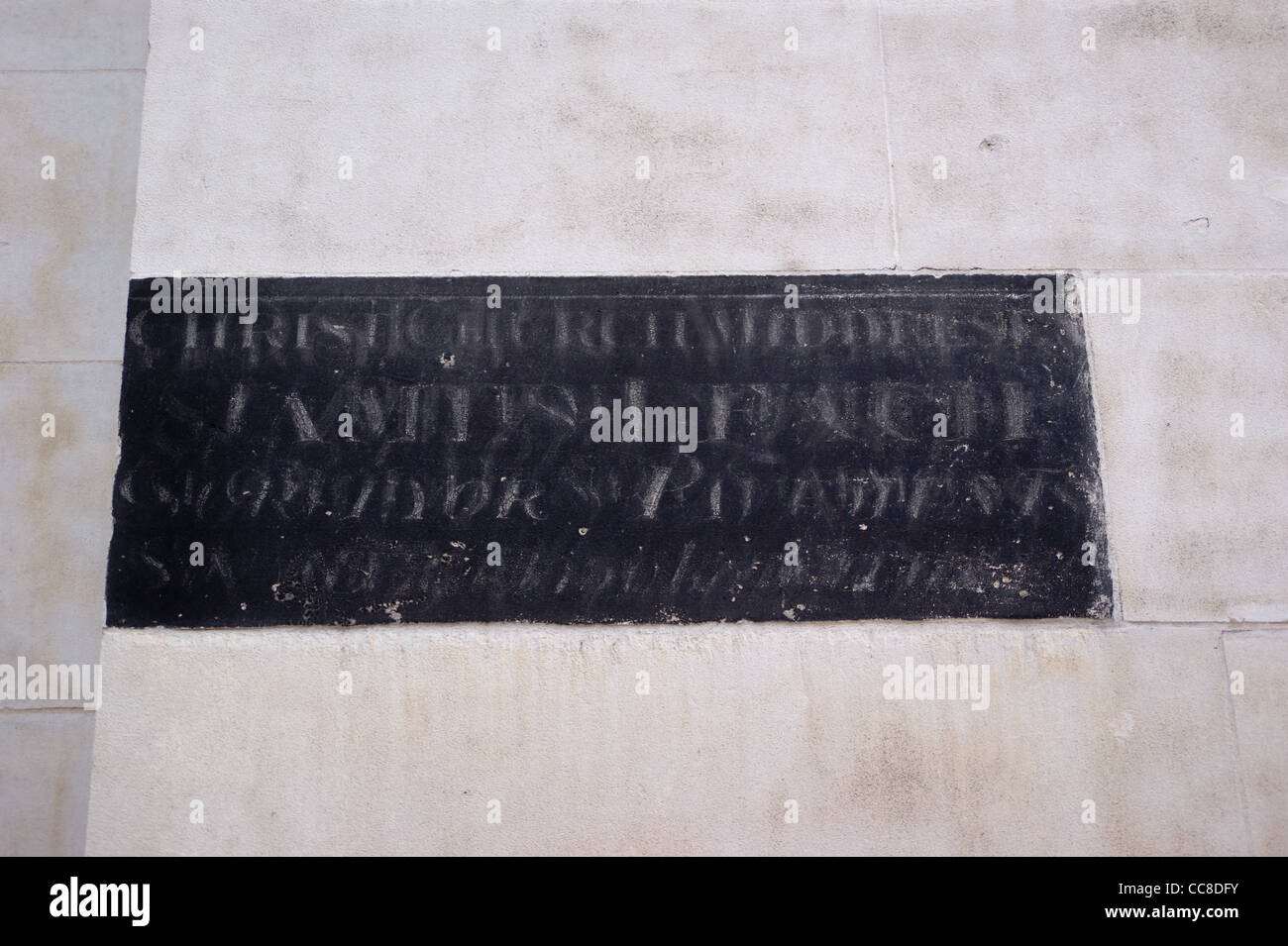 Old Georgian sign on the wall of Christ Church, Spitalfields, East End ...