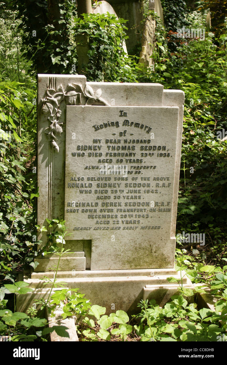Grave of the Seddon family, 1938-1943, Abney Park Cemetery, Stoke ...