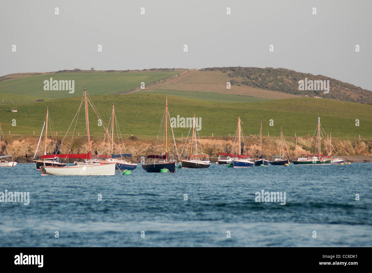 Moored boats in an estuary, Cornwall Stock Photo - Alamy