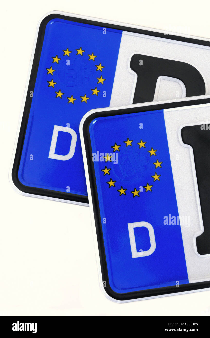 License plates on white background Stock Photo - Alamy