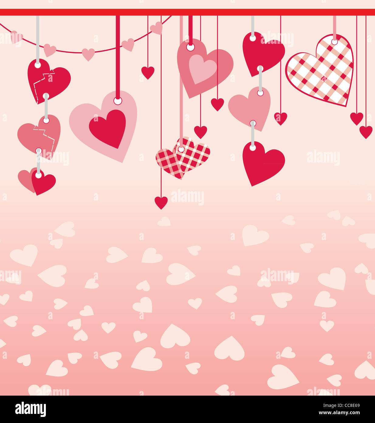 vector hanging different hearts decor Stock Photo - Alamy