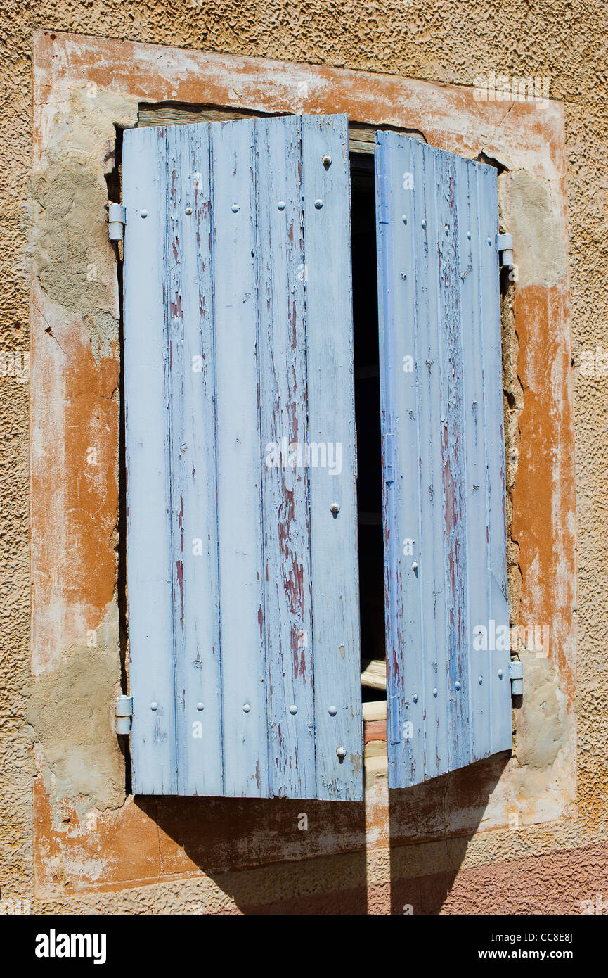Wooden Shutters in window in Roussillon, Provence Stock Photo - Alamy