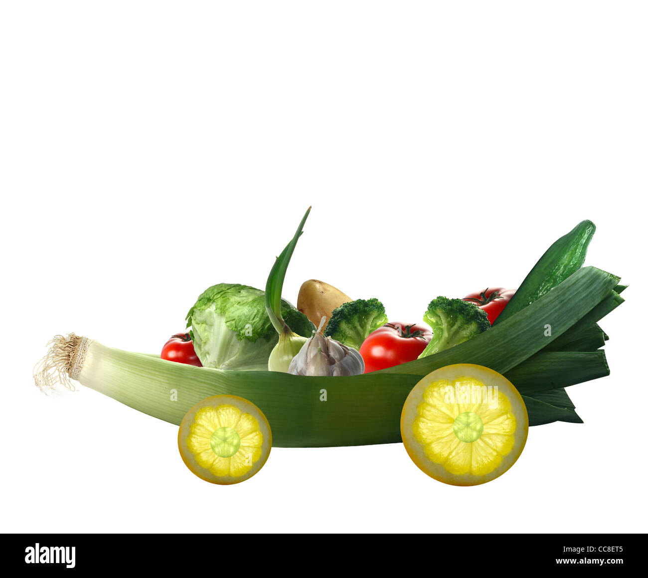 fresh vegetables on the car and white background Stock Photo - Alamy