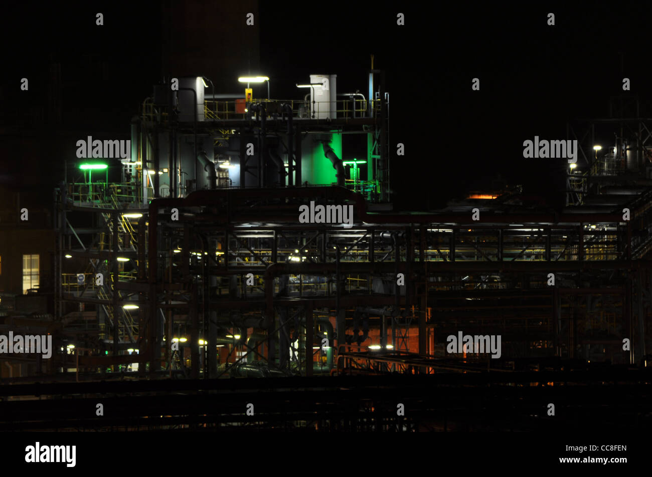 Factory at Night Stock Photo - Alamy